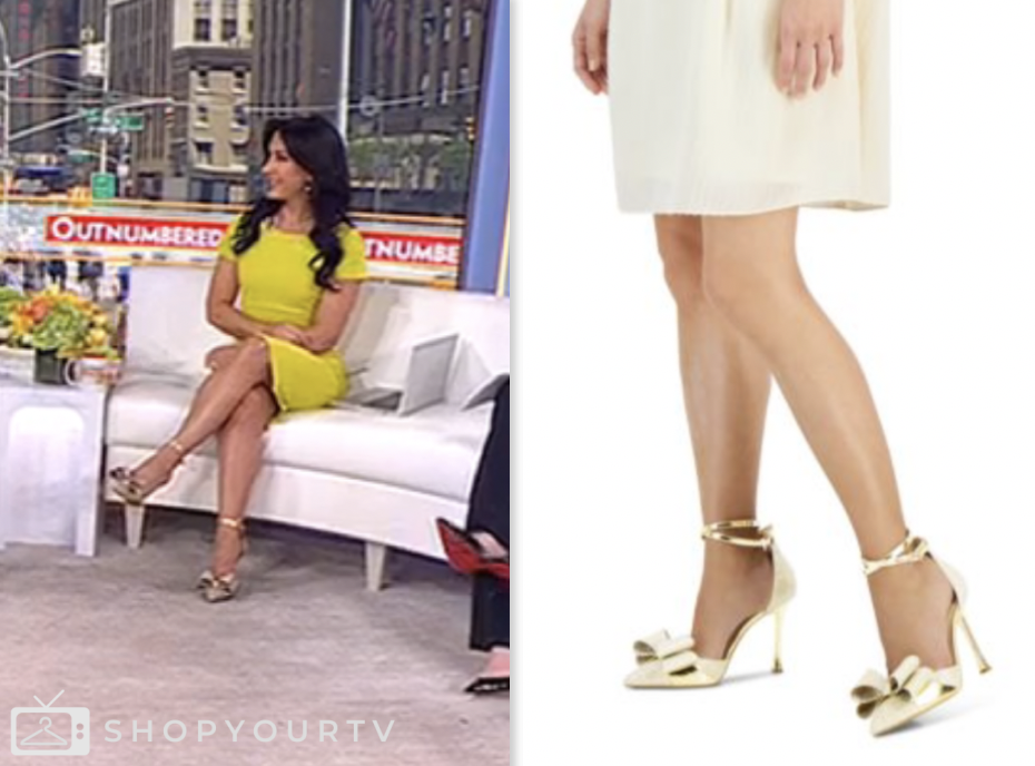 Outnumbered: May 2025 Emily Compagno’s Gold Bow Heels | Shop Your TV