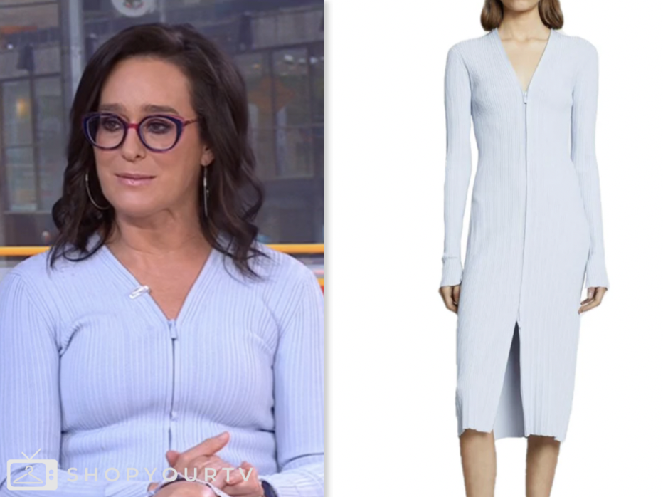 Outnumbered: May 2025 Kennedy’s Light Blue Ribbed Knit Zip-Front Dress ...