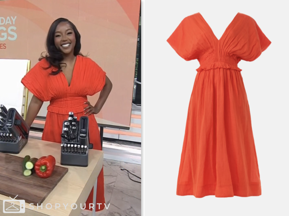 The Today Show: May 2025 Makho Ndlovu's Red Pleated Midi Dress | Shop ...