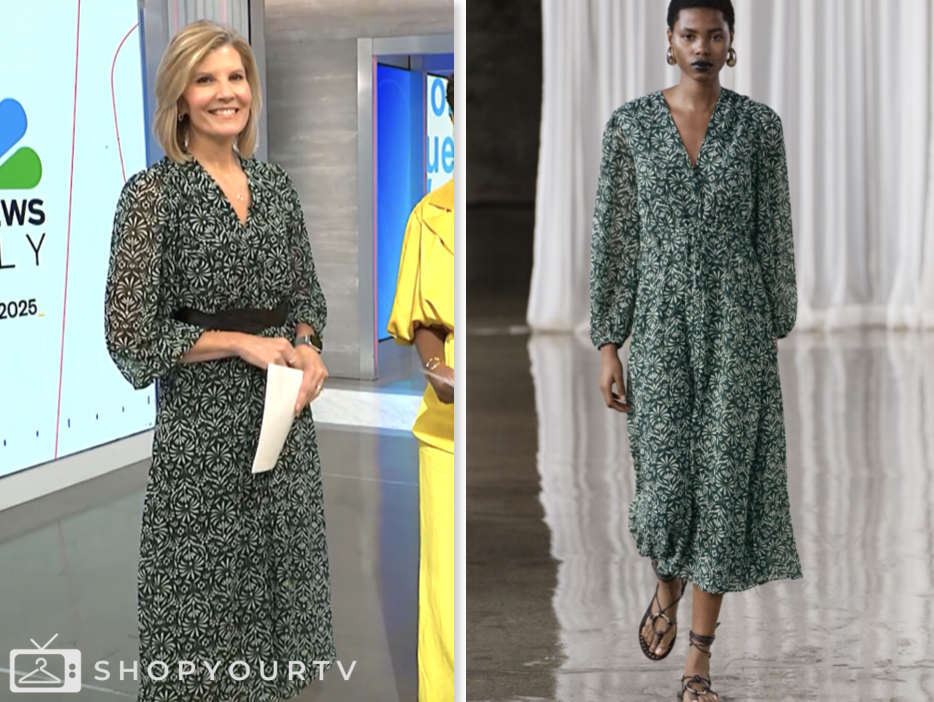 NBC News Daily: May 2025 Kate Snow’s Green Floral Midi Dress | Shop Your TV