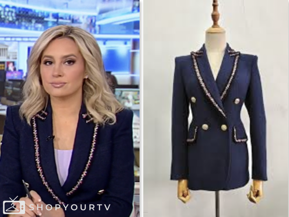 America's Newsroom: May 2025 Jacqui Heinrich's Navy Blue Contrast Trim Blazer | Shop Your TV