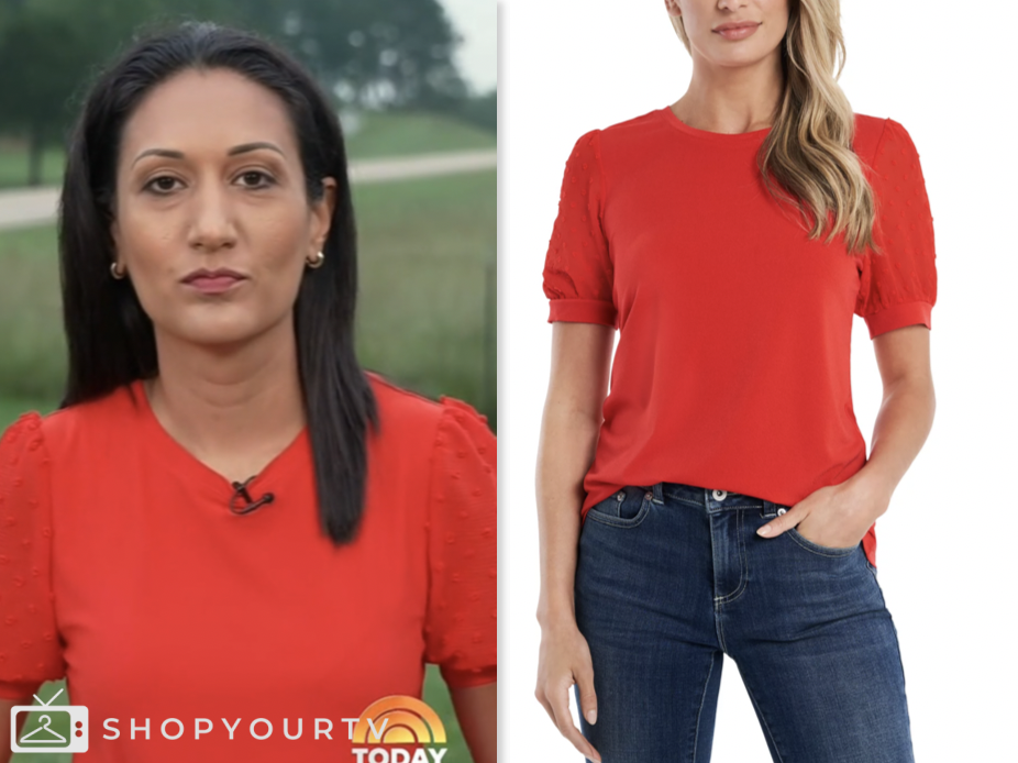 The Today Show: May 2025 Priya Sridhar’s Red Puff Sleeve Top | Shop Your TV