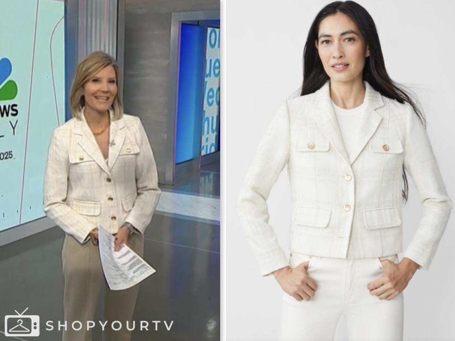 NBC News Daily: May 2025 Kate Snow’s White Tweed Check Jacket | Shop ...