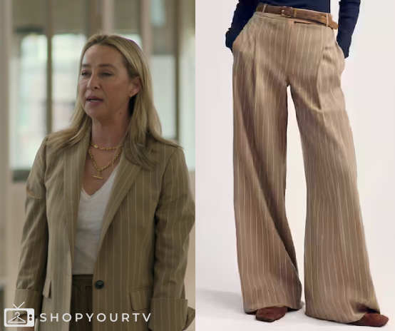 Strife: Season 2 Episode 1 Evelyn's Beige Striped Trousers | Shop Your TV