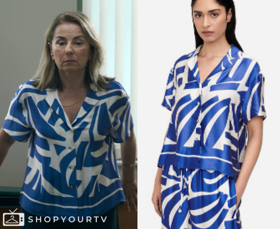 Strife: Season 2 Episode 1 Ginny's White & Blue Print Short Sleeve ...