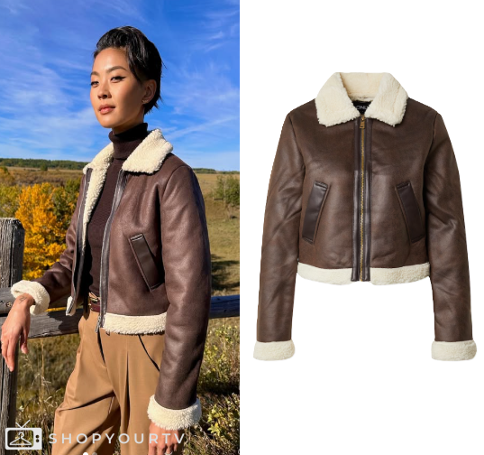 Top Chef: Season 22 Episode 12 Kristen Kish's Brown Leather Sherpa Trim ...