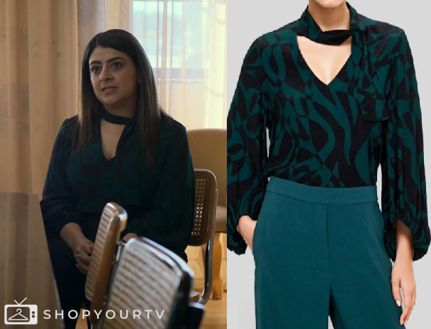 Strife: Season 2 Episode 5 Black & Teal Print Blouse | Shop Your TV