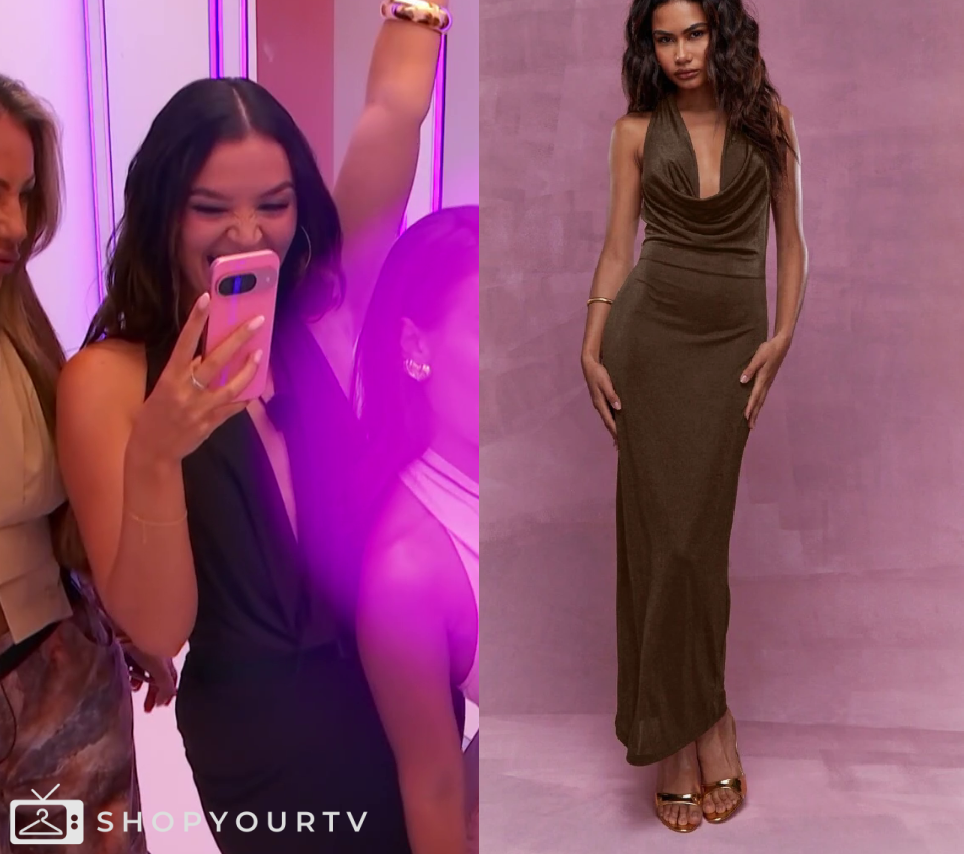 Love Island UK: Season 12 Episode 11 Emily's Cowl Neck Dress | Shop Your TV