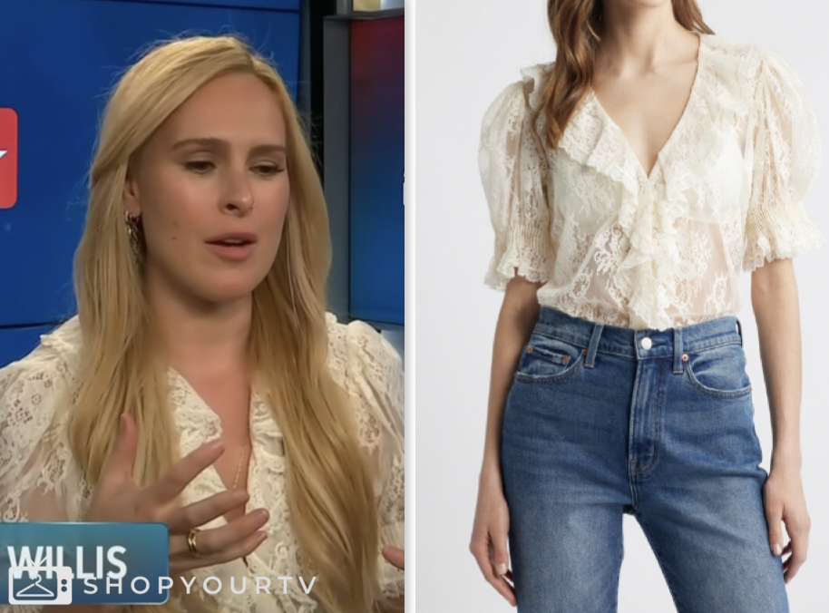 Access Hollywood: May 2025 Rumer Willis’s White Lace Ruffle Top | Shop ...