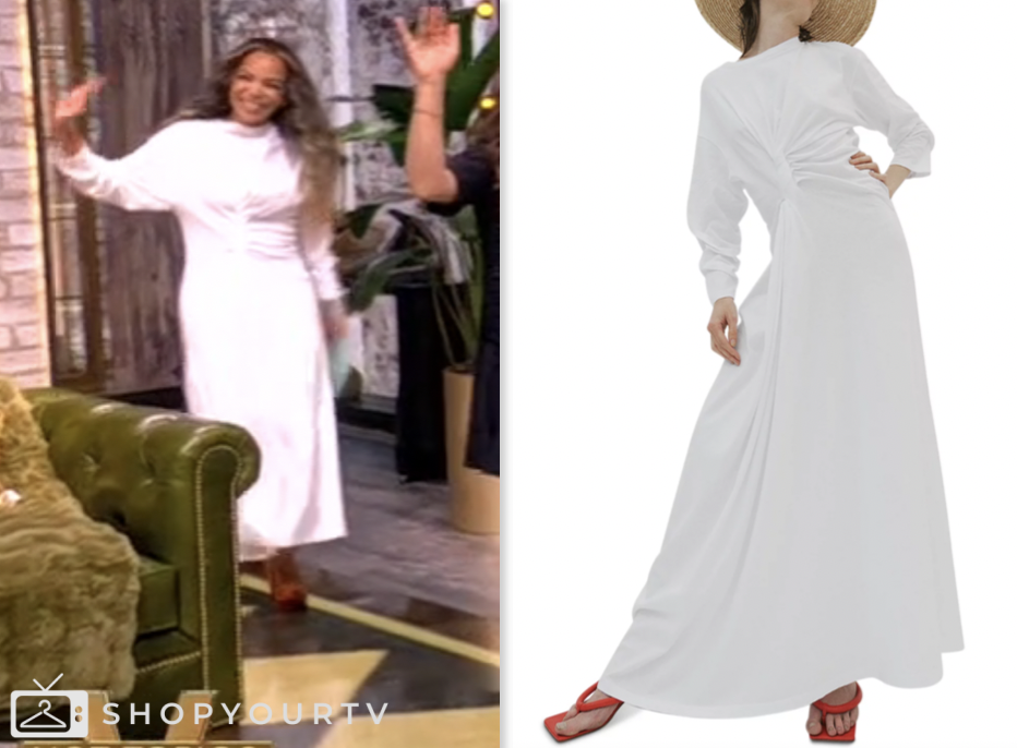 The View: June 2025 Sunny Hostin's White Gathered Knot Maxi Dress ...