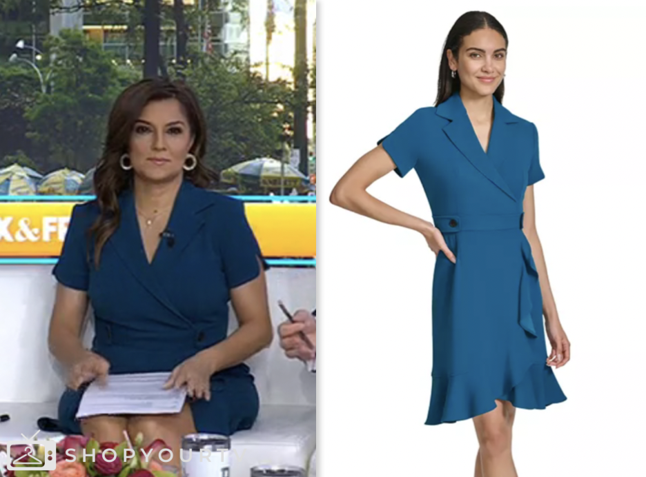 Fox and Friends: June 2025 Rachel Campos Duffy's Teal Blue Ruffle Wrap ...