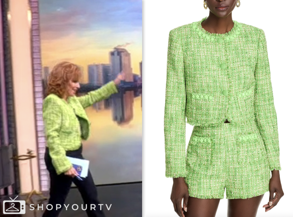 The View: June 2025 Joy Behar's Green Tweed Embellished Trim Jacket ...