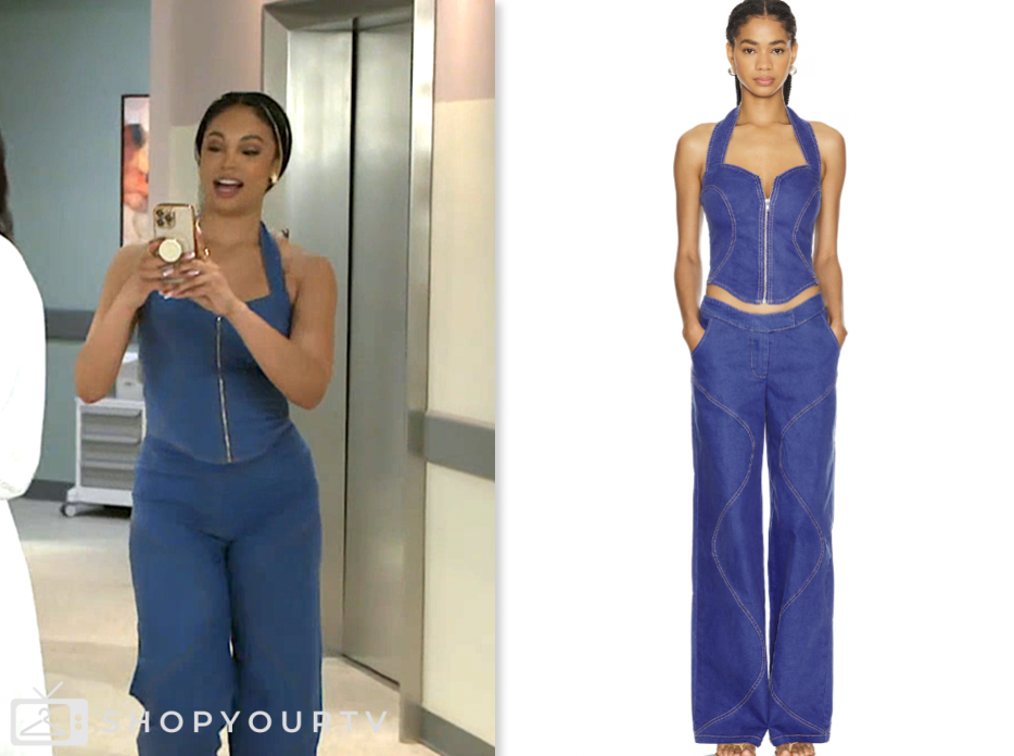 Beyond the Gates: June 2025 Chelsea Hamilton's Denim Zip Halter Top and ...
