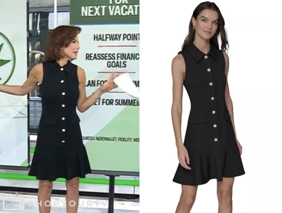 The Today Show: June 2025 Stephanie Ruhle's Black Drop Waist Sleeveless ...