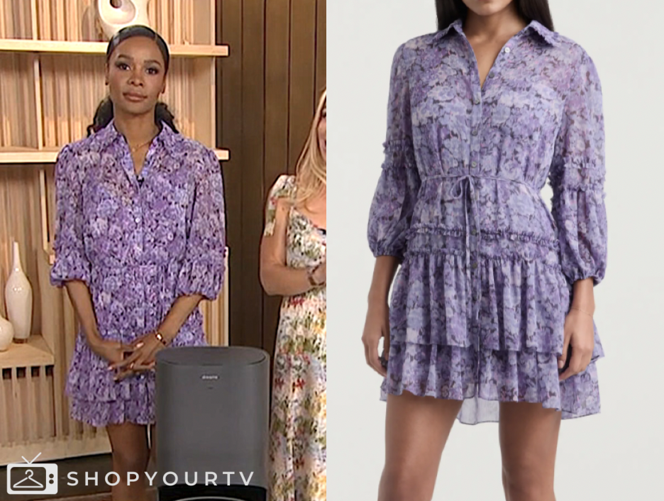 Access Daily: June 2025 Zuri Hall’s Purple Floral Mini Dress | Shop Your TV