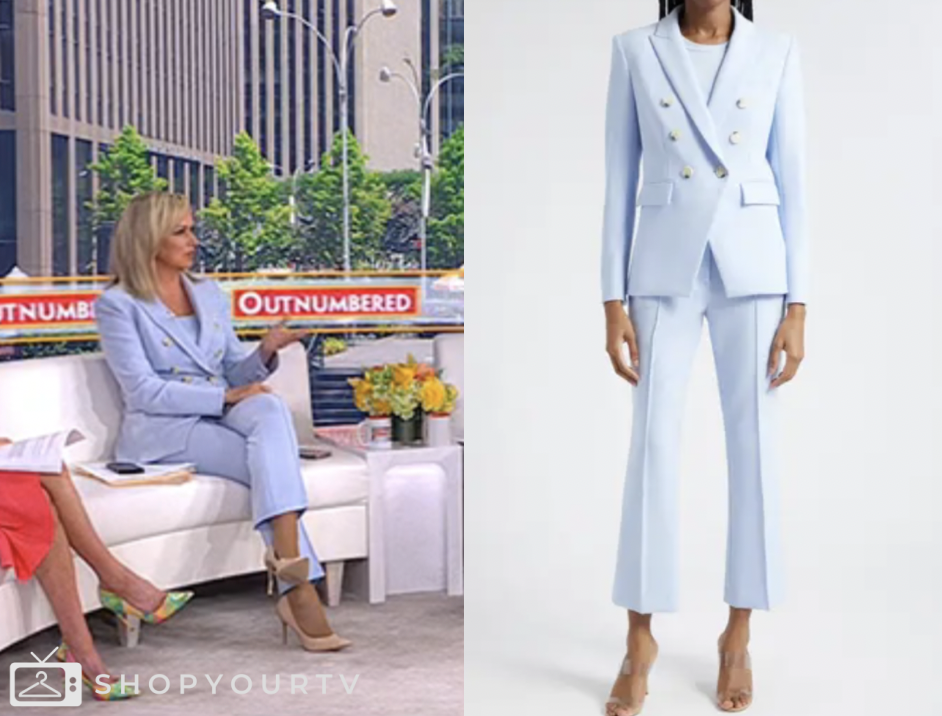 Outnumbered: June 2025 Sandra Smith’s Light Blue Blazer and Cropped ...