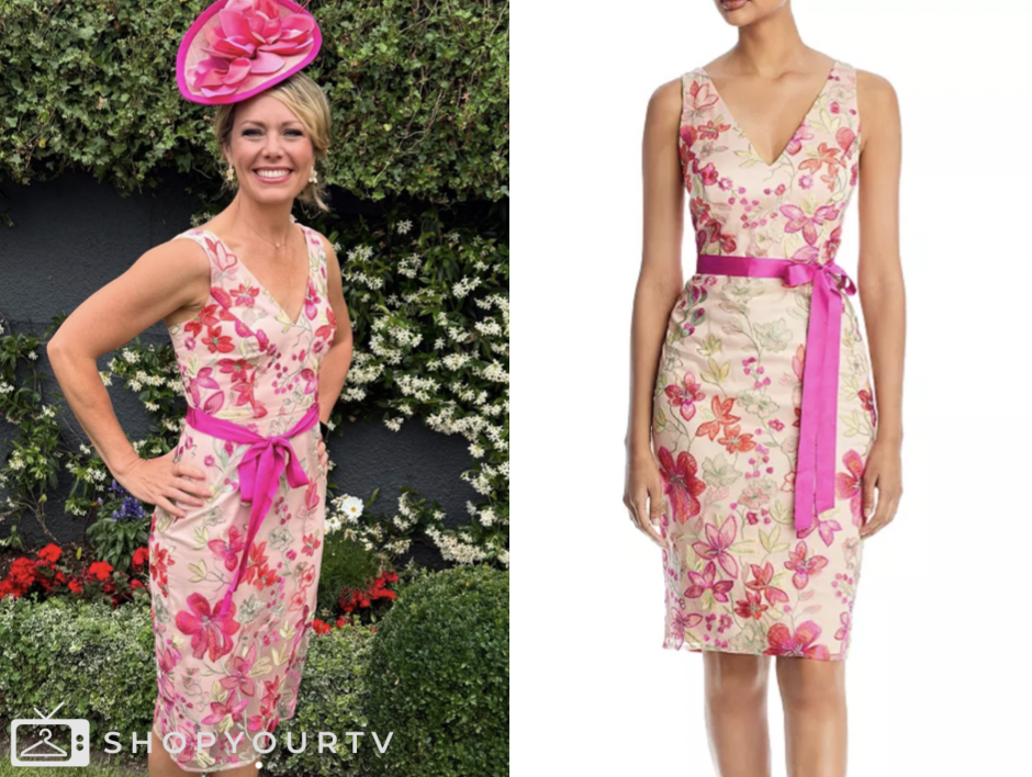 The Today Show June 2025 Dylan Dreyers Pink Floral Embroidered Sheath
