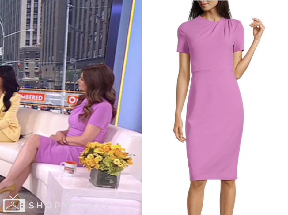 Outnumbered: June 2025 Molly Line's Purple Twist Neck Sheath Dress ...
