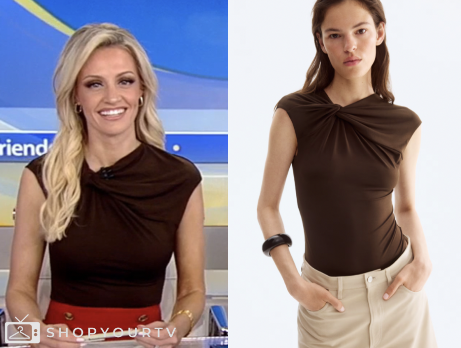 Fox and Friends: June 2025 Carley Shimkus’s Brown Twist Knot Top | Shop ...
