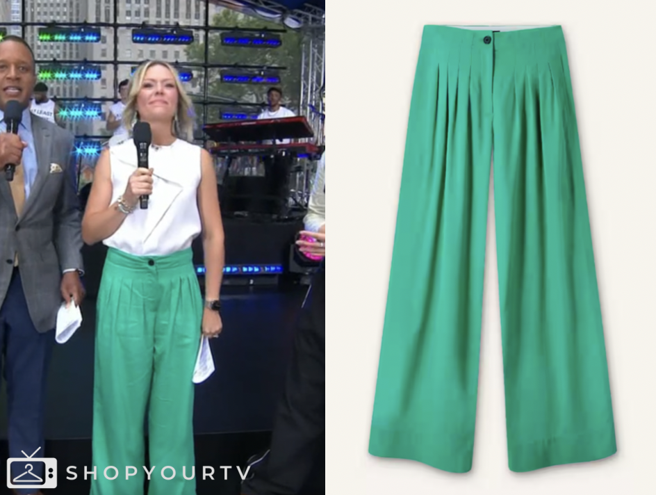 The Today Show: June 2025 Dylan Dreyer’s Green Wide Leg Pants | Shop ...