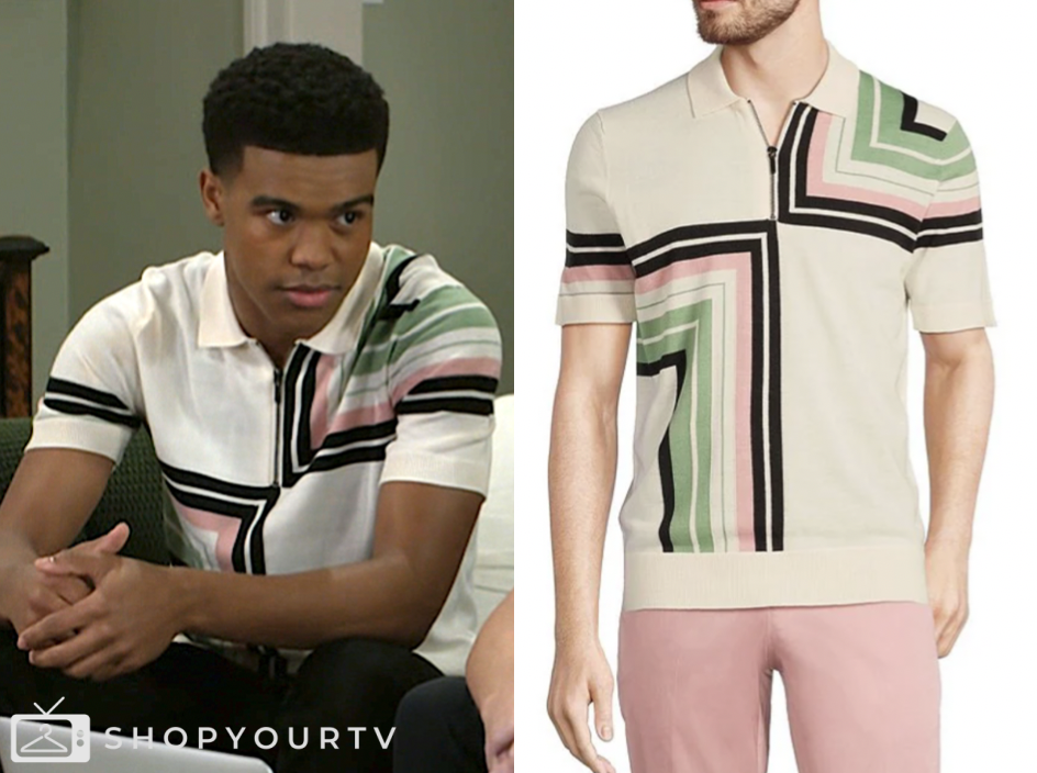 Beyond the Gates: June 2025 Tyrell Richardson's Ivory Stripe Zip Polo ...