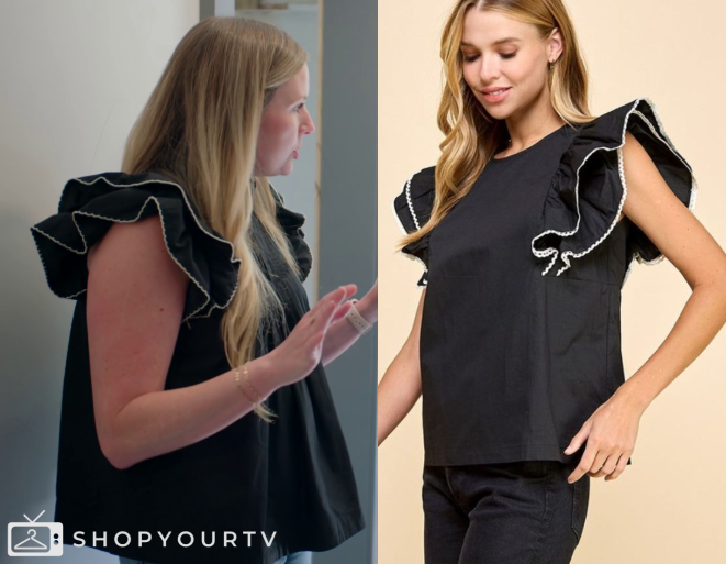 Mini Reni: Season 1 Episode 5 Black Ruffle Sleeve Top | Shop Your TV