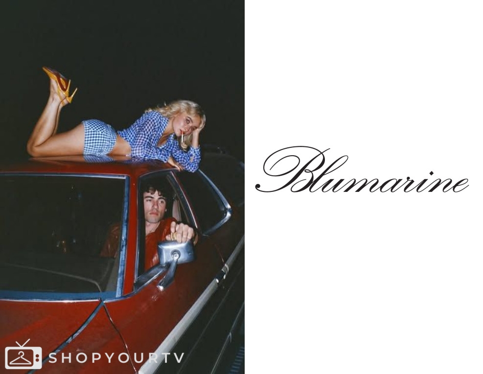 Manchild MV: Sabrina Carpenter’s Blue Gingham Shorts | Shop Your TV