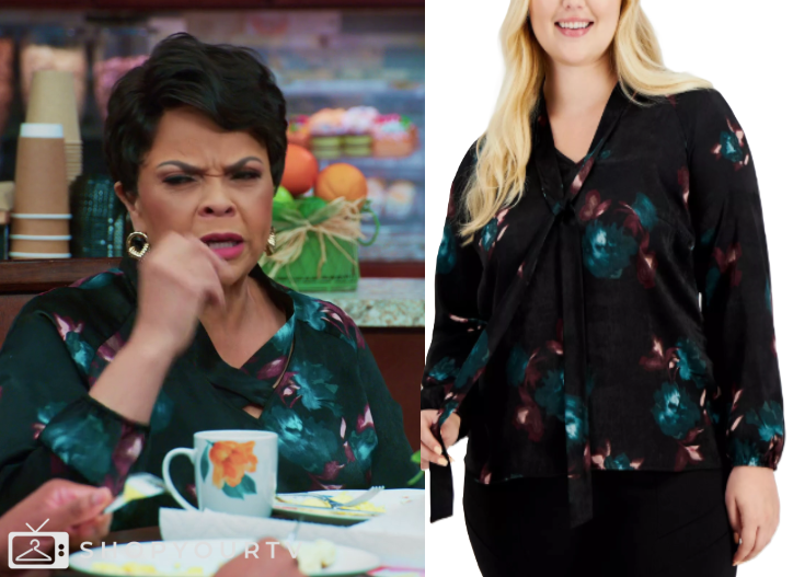 Assisted Living: Season 6 Episode 6 Cora's Floral Neck Tie Blouse ...