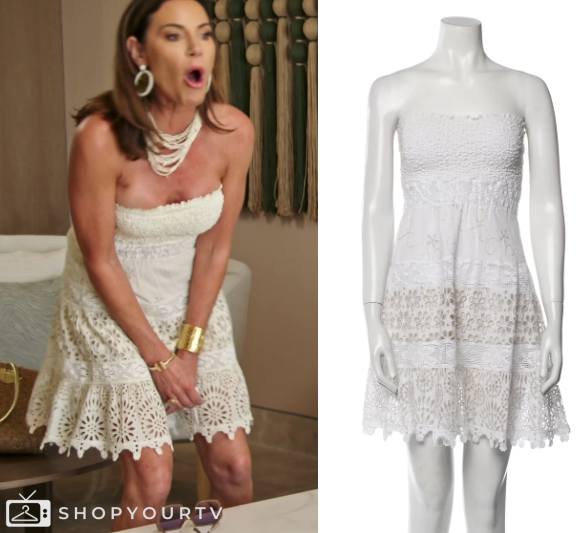 Love Hotel: Season 1 Episode 7 Luann's White Crochet Strapless Dress ...