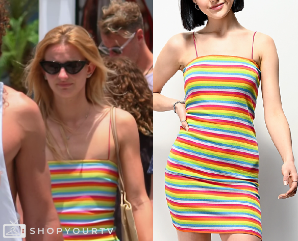 Below Deck: Season 12 Episode 5 Rainbeau's Rainbow Striped Mini Dress ...
