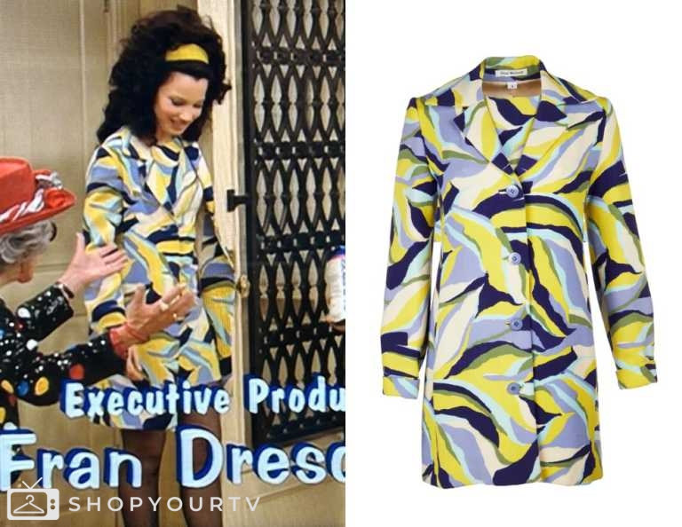 The Nanny: Season 5 Episode 21 Fran's Blue and Yellow Print Coat | Shop ...