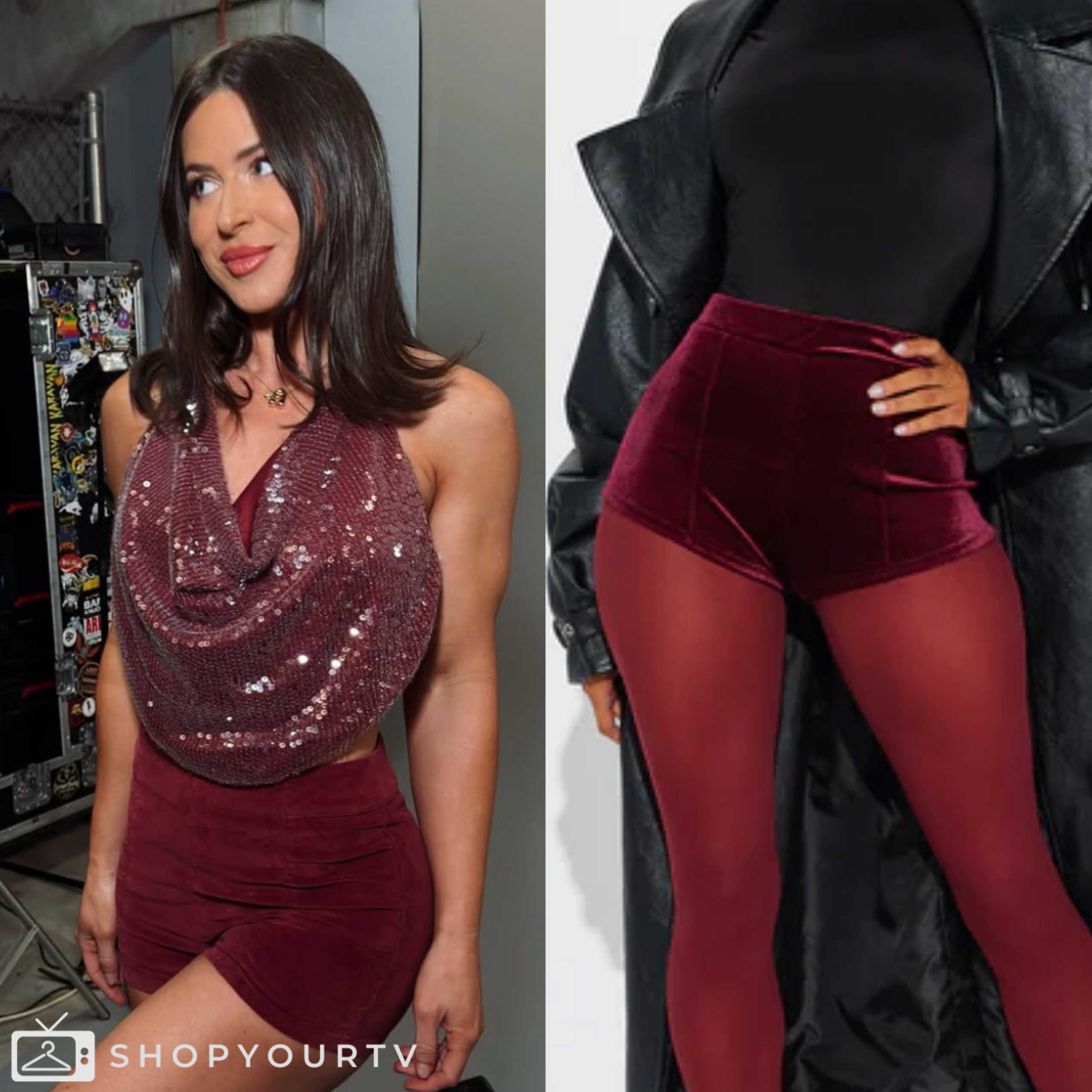 AEW Collision May 2025: Arkady's Burgundy Velvet Shorts | Shop Your TV