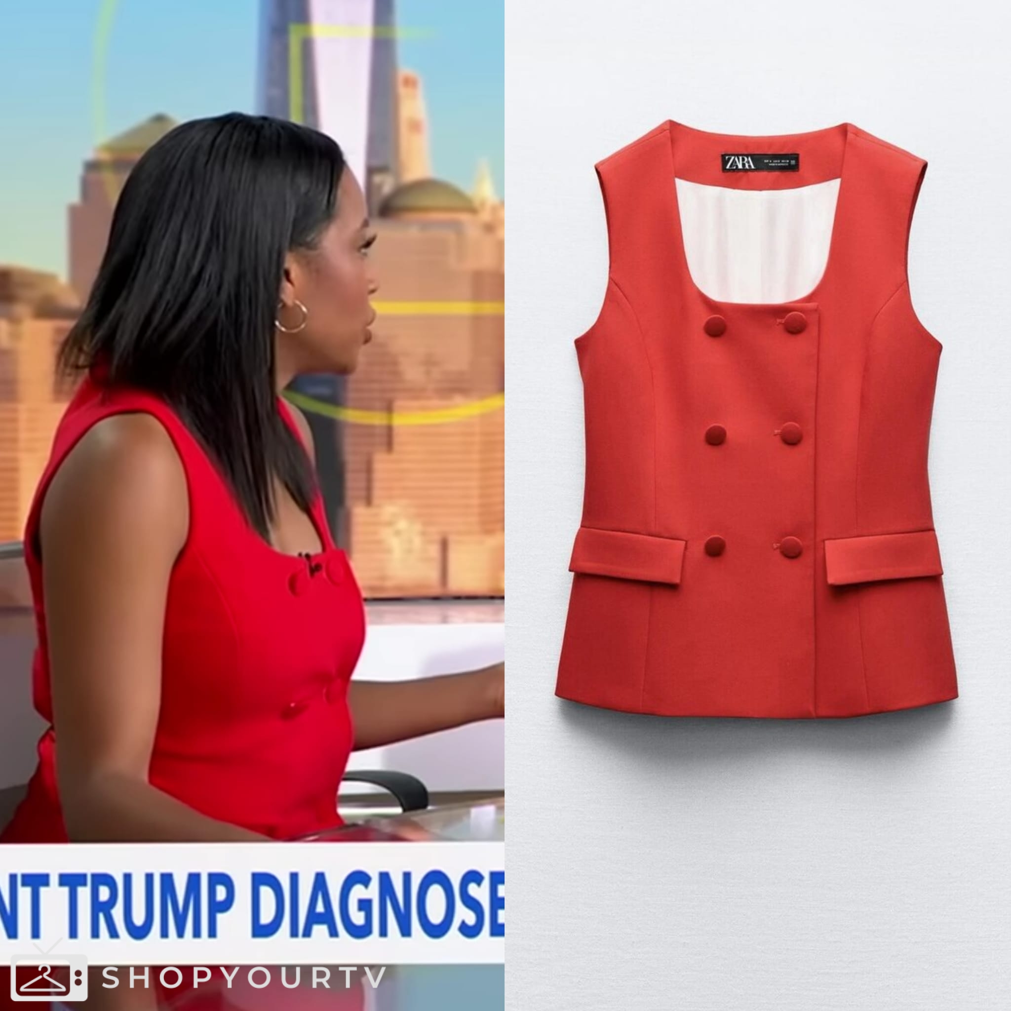 Good Morning America: July 2025 Rachel's Red Double Breasted Blazer | Shop Your TV