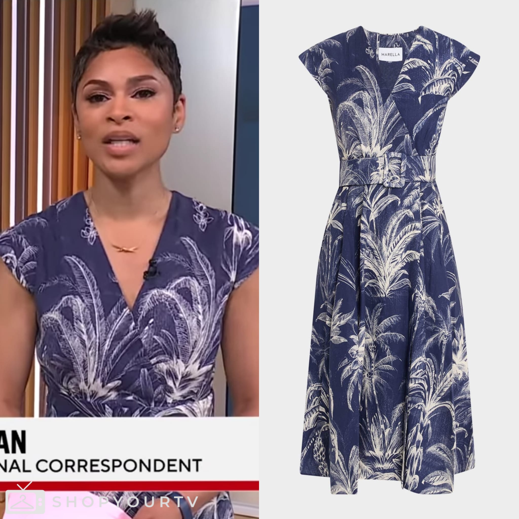 CBS Mornings: June 2025 Jericka’s Palm Tree-Print Dress | Shop Your TV