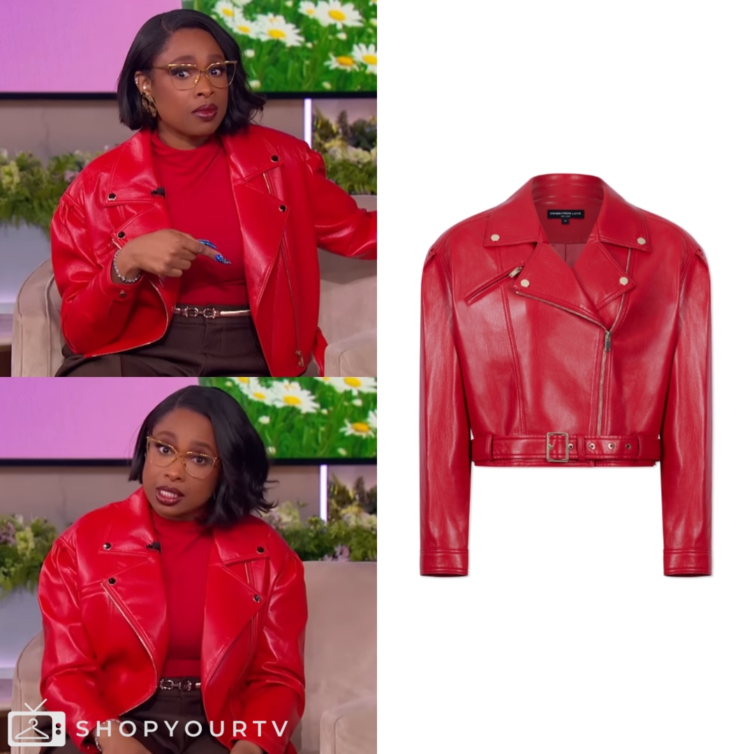The Jennifer Hudson Show: April 2025 Jennifer's Red Faux Leather Jacket ...