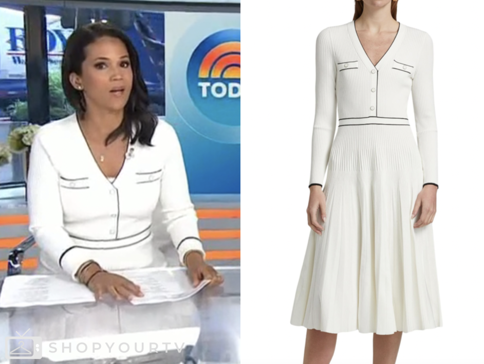 The Today Show: July 2025 Laura Jarrett’s White Knit Pleated Midi Dress ...