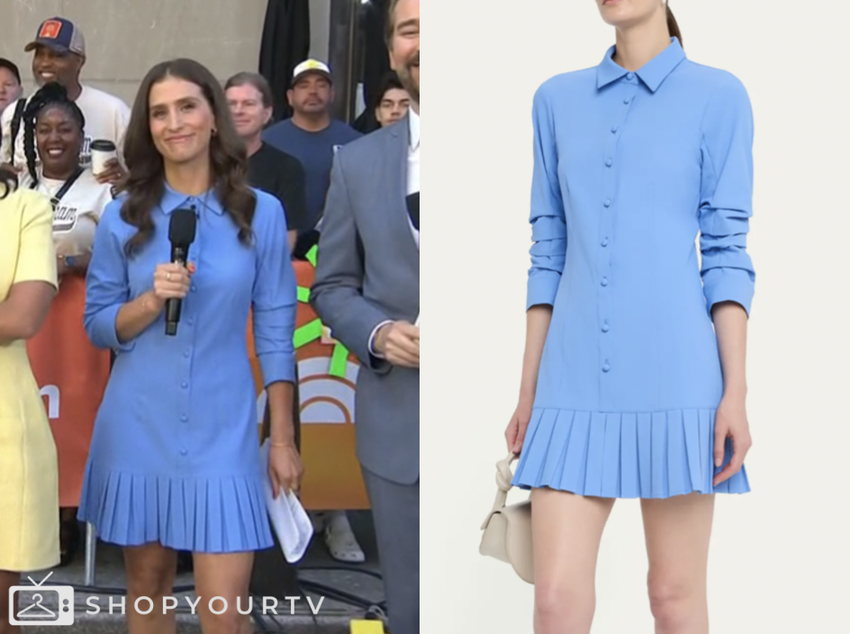 The Today Show: July 2025 Angie Lassman's Blue Pleated Mini Shirt Dress ...