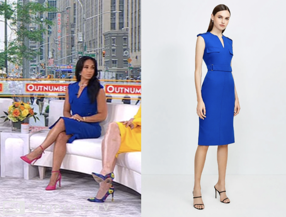 Outnumbered: July 2025 Emily Compagno’s Blue Belted Pencil Dress | Shop ...