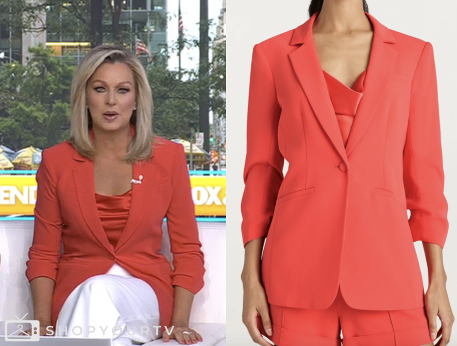 Fox and Friends: July 2025 Sandra Smith's Red Ruched Sleeve Blazer ...