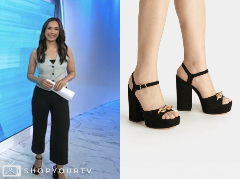 The Today Show: July 2025 Emilie Ikeda’s Black Suede Platform Sandals ...
