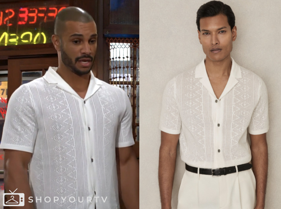 The Young and the Restless: July 2025 Holden Novak's White Camp Shirt ...
