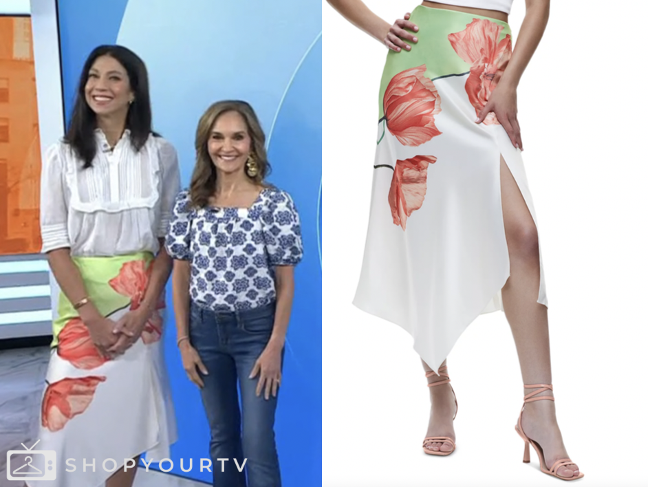 The Today Show: July 2025 Dr. Natalie Azar’s White Floral Satin Midi ...