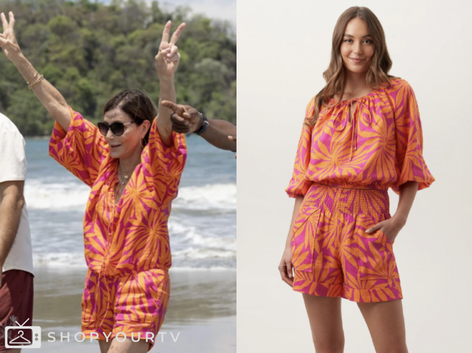 Bachelor in Paradise: Season 10 Episode 3 Kathy Swarts's Pink and Orange Printed Top and Shorts ...