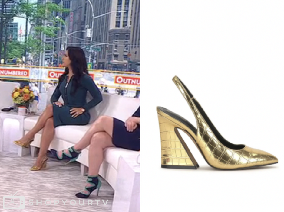 Outnumbered: July 2025 Emily Compagno’s Gold Slingback Heels | Shop Your TV