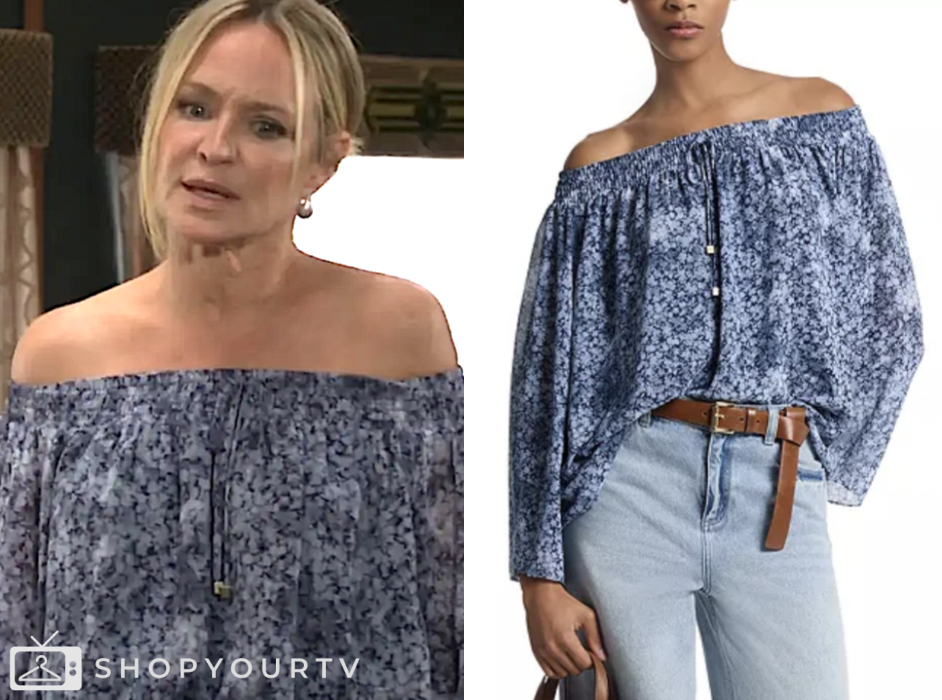 The Young and the Restless: July 2025 Sharon Newman's Blue Printed Off ...