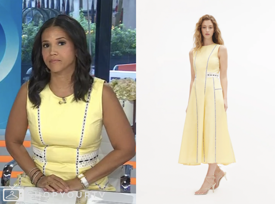 The Today Show: July 2025 Laura Jarrett’s Yellow Sleeveless Midi Dress ...