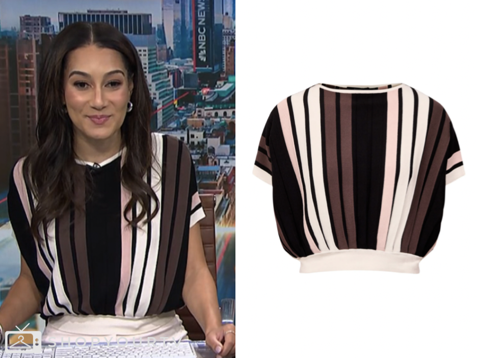 NBC News Daily: July 2025 Morgan Radford's Striped Knit Top | Shop Your TV