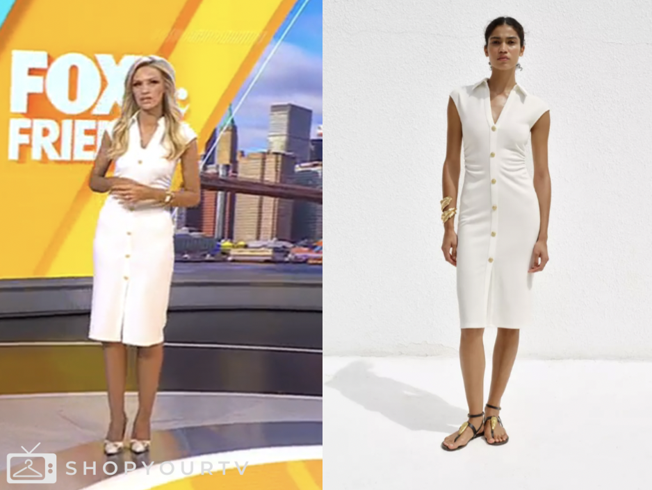 Fox and Friends: July 2025 Carley Shimkus's White Button Front Dress ...