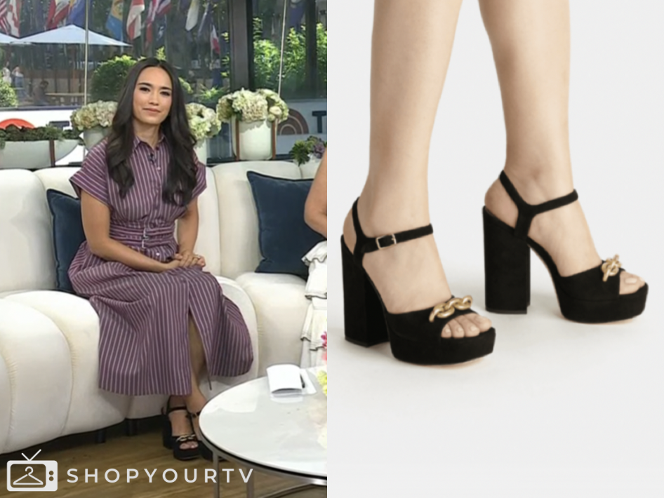 The Today Show: July 2025 Emilie Ikeda’s Black Suede Platform Sandals ...