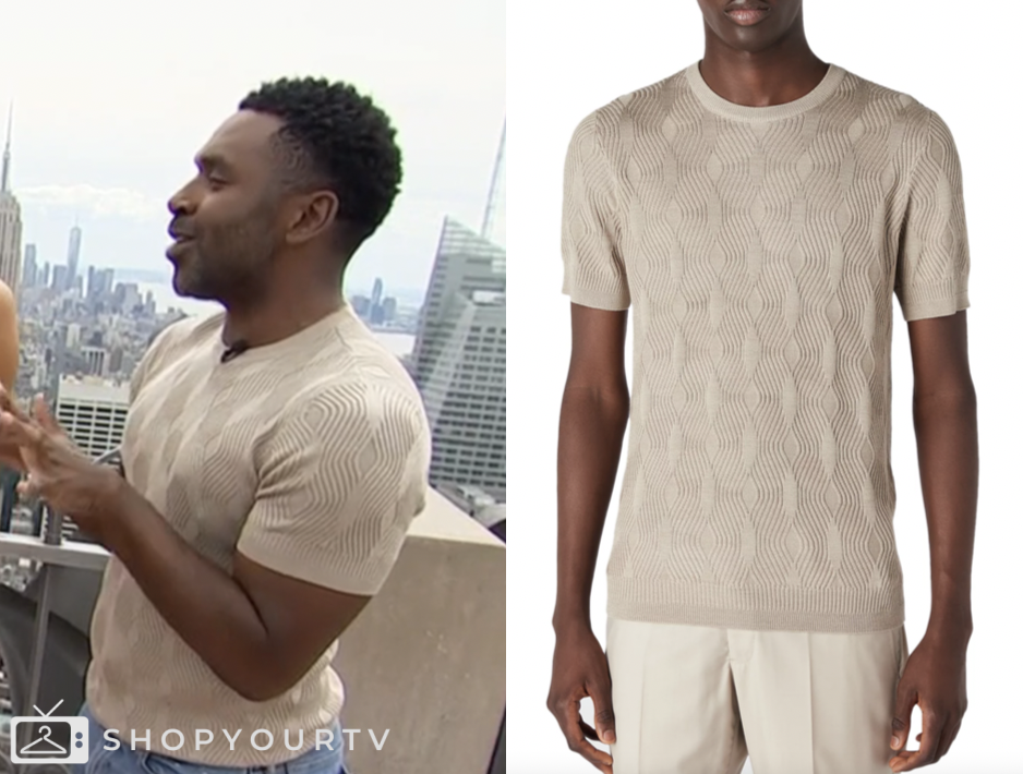 E! News: July 2025 Justin Sylvester’s Beige Short Sleeve Sweater | Shop ...